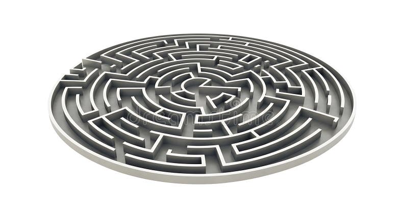 A Circular 3D Maze Made of Gray Material with Raised Walls and a ...
