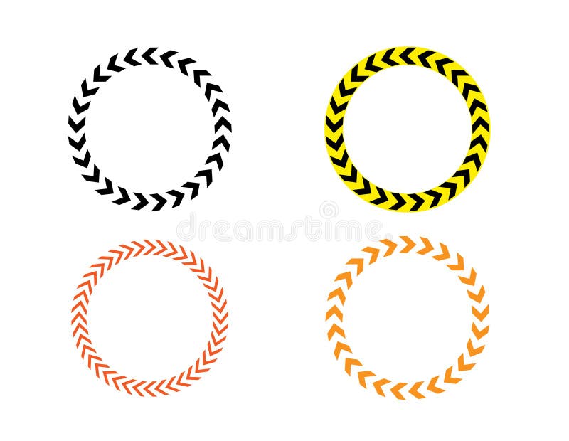 Circular Danger Tape Decorative Frames with Arrow Patterns in Various ...