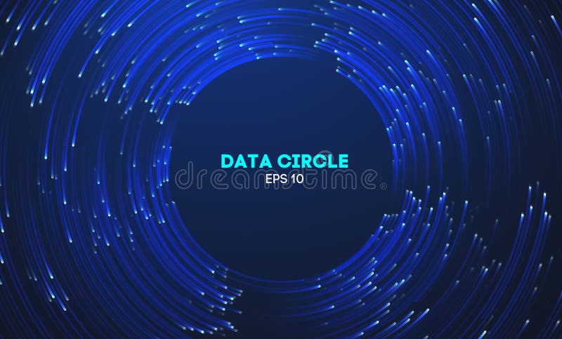 Circular Data Swirl on Dark Blue Technology Background. Hurricane ...