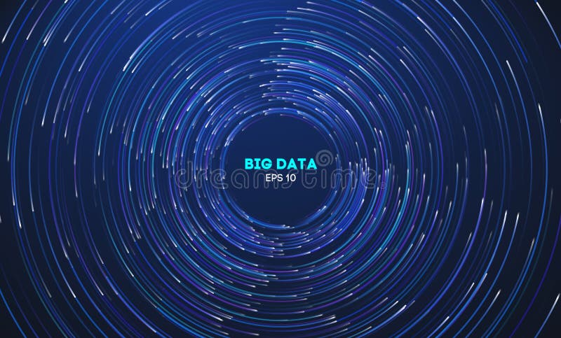 Circular Data Swirl on Dark Blue Technology Background. Hurricane ...