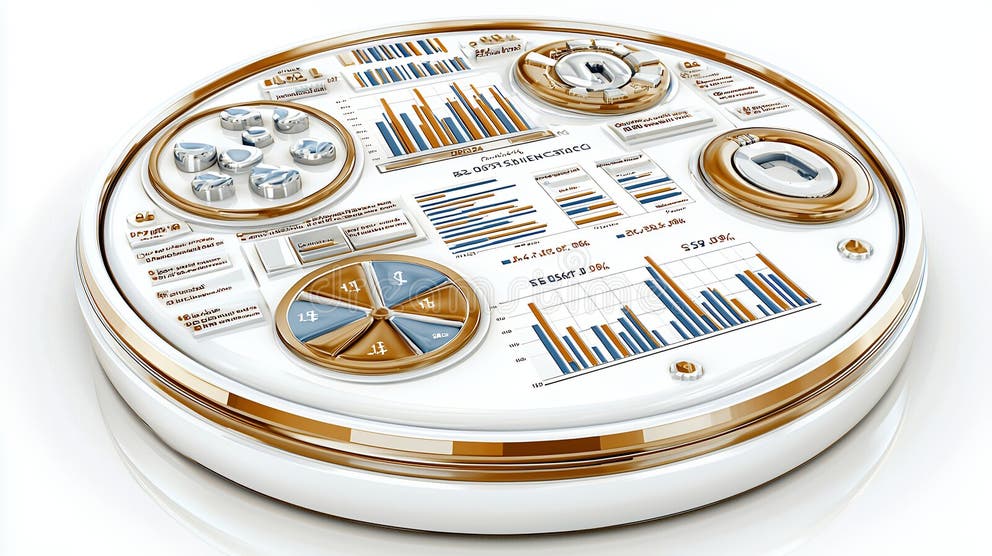 Circular Data Visualization Dashboard with Gold Accents - Generative AI ...