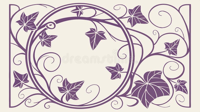 Circular Decorative Frame with Ivy Leaves Botanical Border Vector ...
