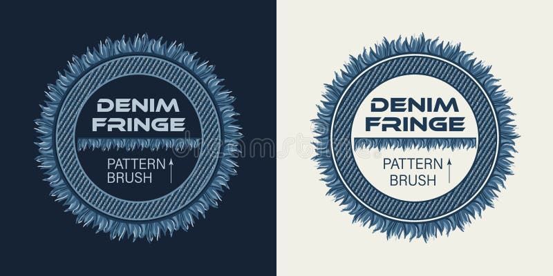 Circular Denim Frame. Pattern Brush with Fringe Stock Vector ...