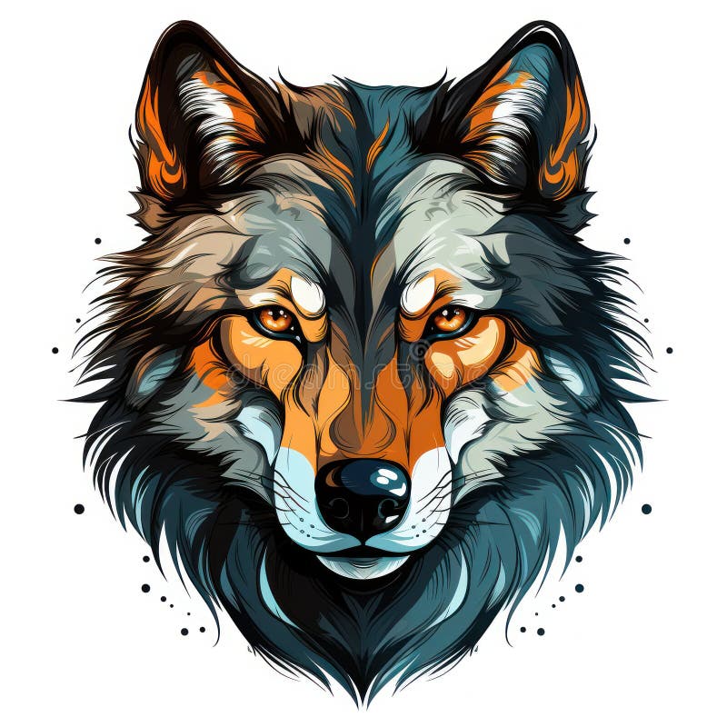 Circular Design of a Cartoon Style Retro Vintage Wolf Face AI Generated ...