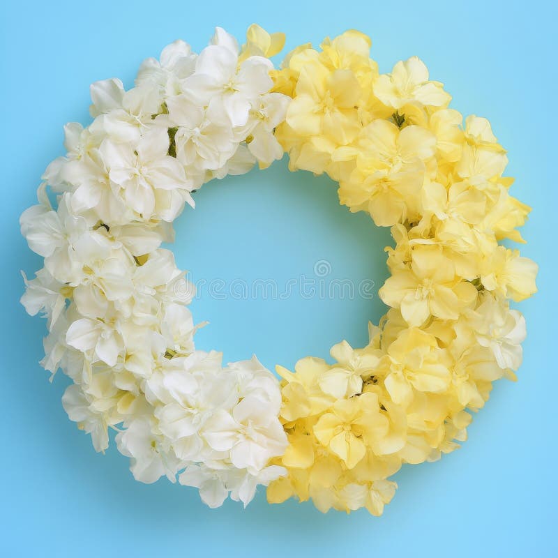 A Circular Design of Different Yellow Flowers Laid Out on a White ...