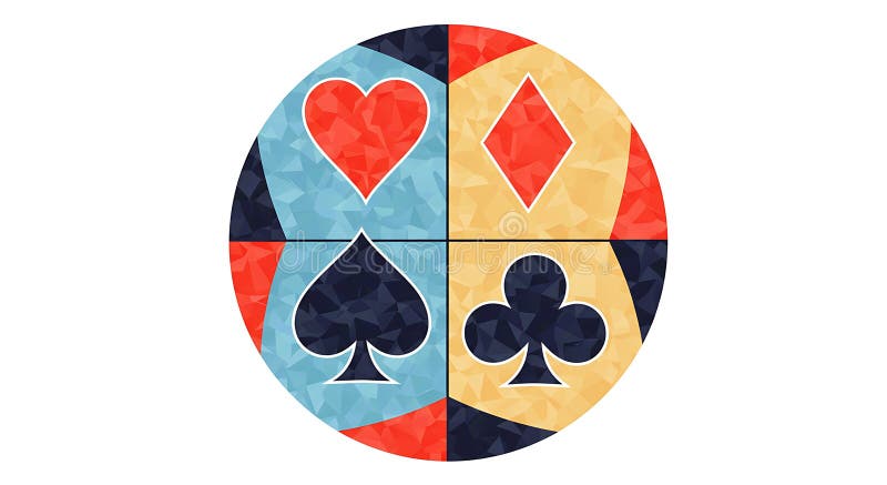 Circular Design Featuring the Four Suits of Playing Cards, Each in a ...