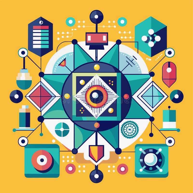 Circular Design Featuring a Harmonious Arrangement of Diverse Objects ...