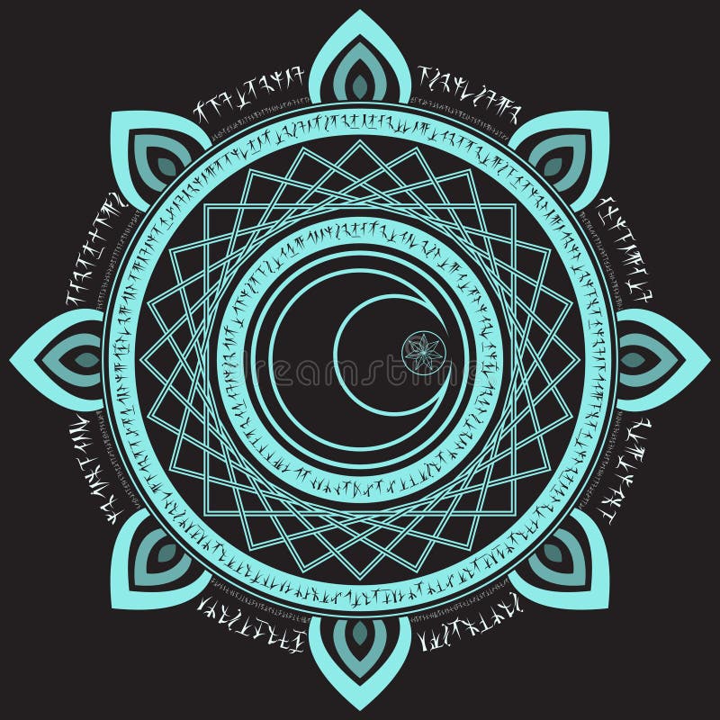 Light Blue Magic Incantation Circle with Fantasy Alphabets Spell (named ...