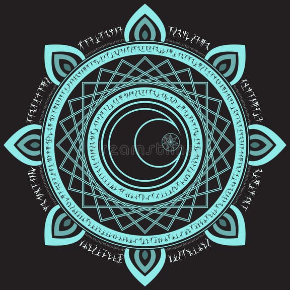 Light Blue Magic Incantation Circle with Fantasy Alphabets Spell (named ...