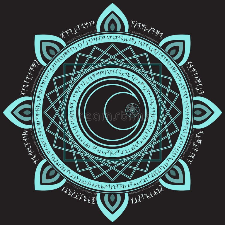 Light Blue Magic Incantation Circle with Fantasy Alphabets Spell (named ...