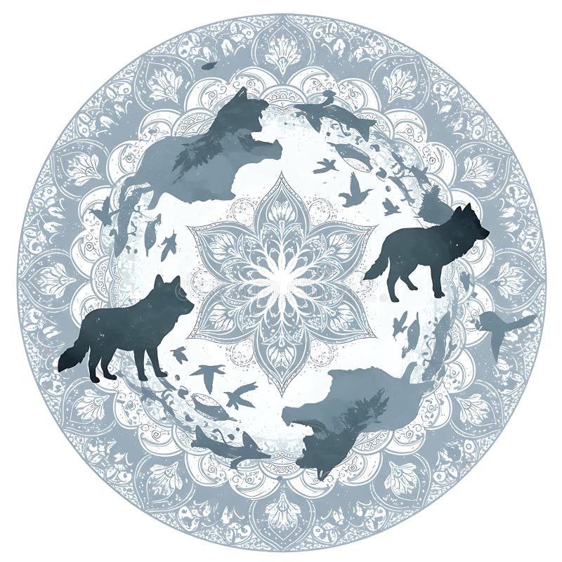 Circular Design Featuring Intricate Mandala Patterns in Light Blue and ...