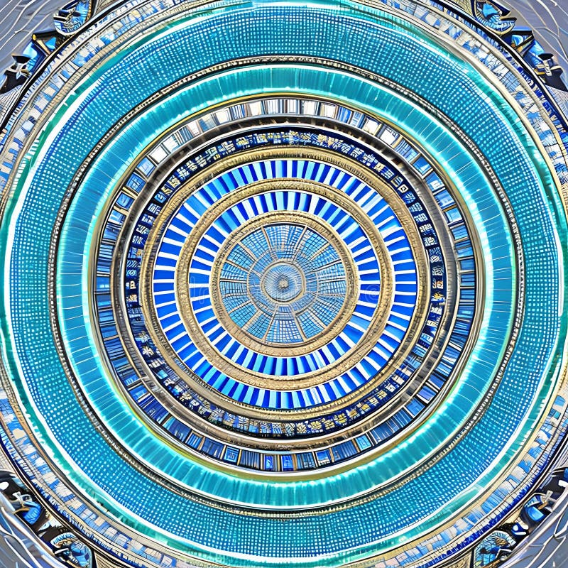 A Circular Design with Interlocking Diamonds in Cool Shades of Blue and ...