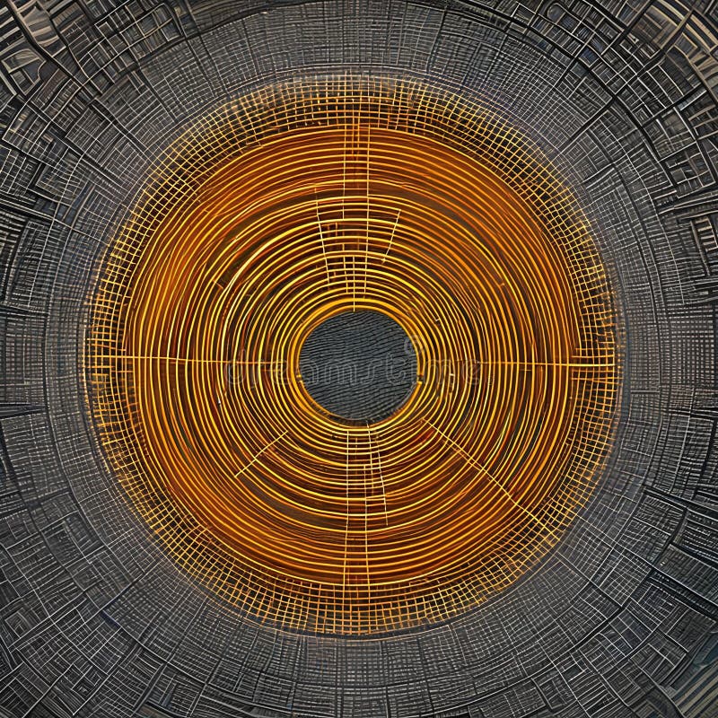 A Circular Design with Interlocking Squares in Warm Shades of Orange ...