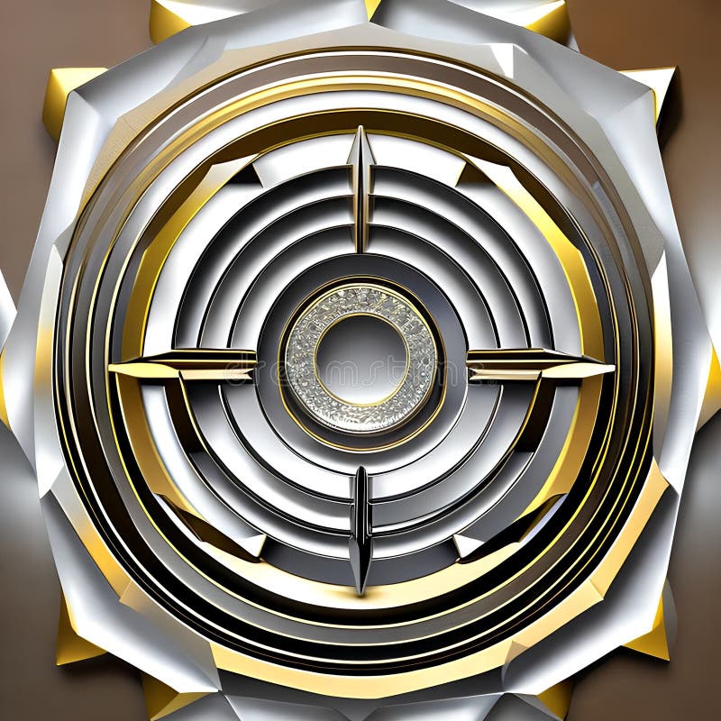 A Circular Design with Interlocking Triangles in Metallic Shades Like ...