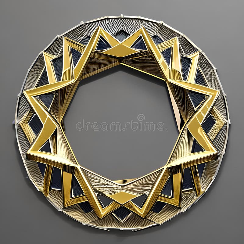A Circular Design with Interlocking Triangles in Metallic Shades Like ...