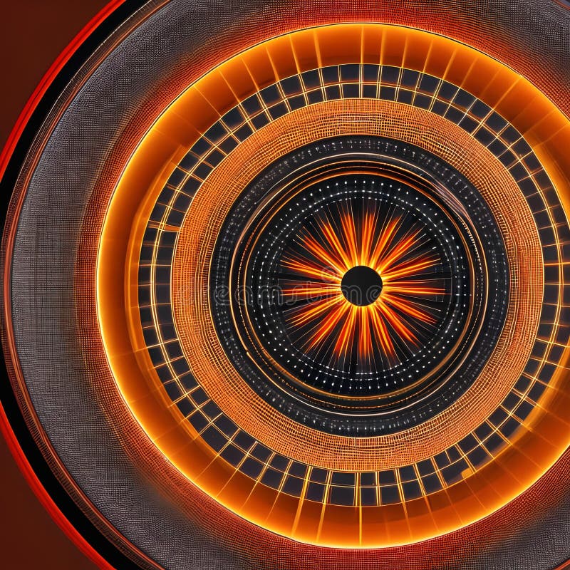 A Circular Design with Interlocking Triangles in Warm Shades of Orange ...