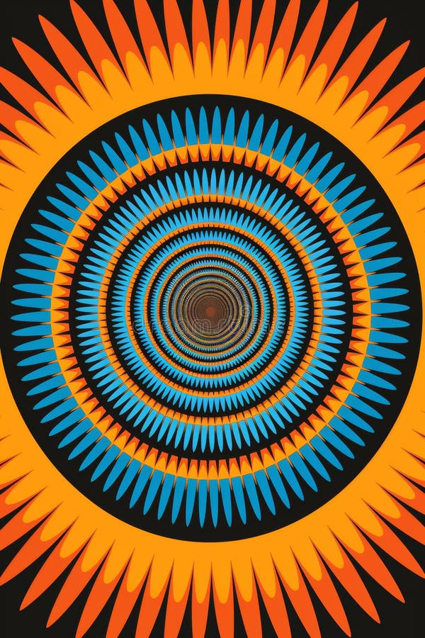 A Circular Design with Orange, Blue and Yellow Colors, AI Stock Photo ...