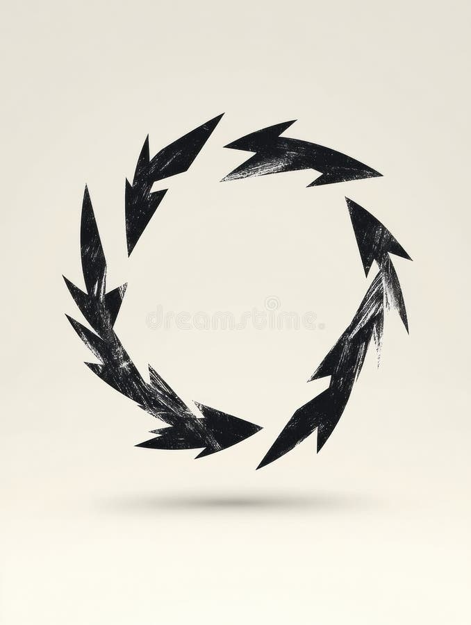 Circular Design with Sharp Black Arrows Creating a Dynamic Motion ...