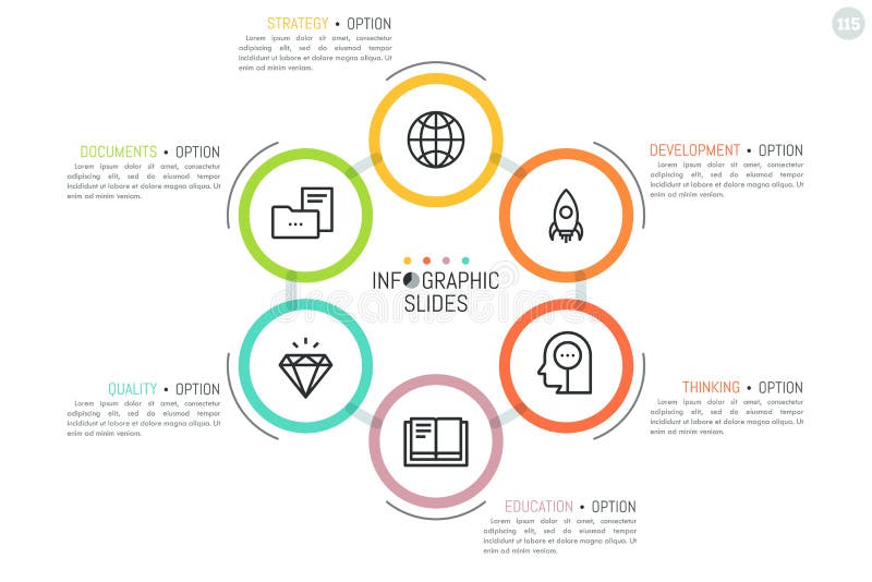 Circular Diagram with 5 Round Elements Marked with Letters, Pentagon in ...