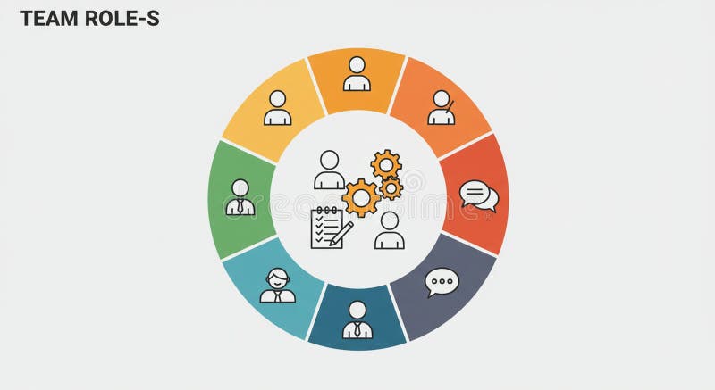 A Circular Diagram Featuring Different Team Roles. the Circle is ...