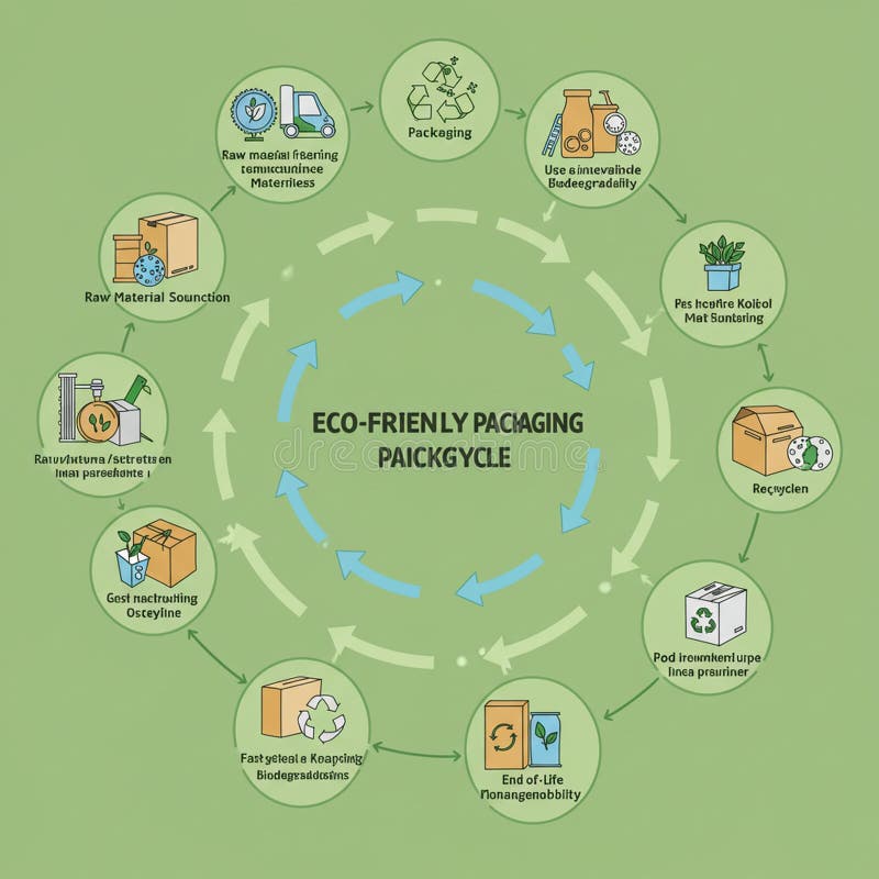 Circular Diagram Illustrating an Eco-friendly Packaging Cycle. the ...