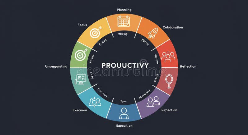 Circular Diagram Illustrating a Productivity Cycle. Segments Include ...