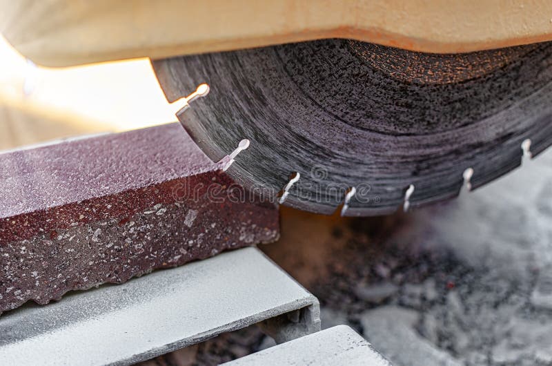 The Circular Diamond Saw Cuts Concrete Paving Slabs. Concrete Cutting ...