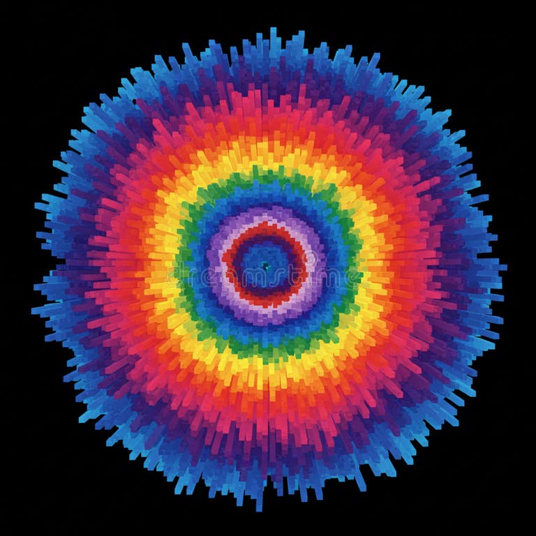 Circular Digital Artwork Composed of Vibrant, Multicolored 3D Blocks ...