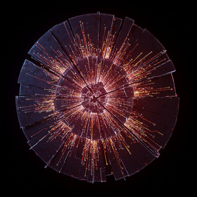 A Circular Digital Artwork Resembling a Shattered Glass Target. it ...