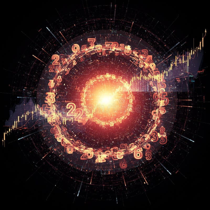 A Circular Digital Composition Features a Radiant Central Core ...