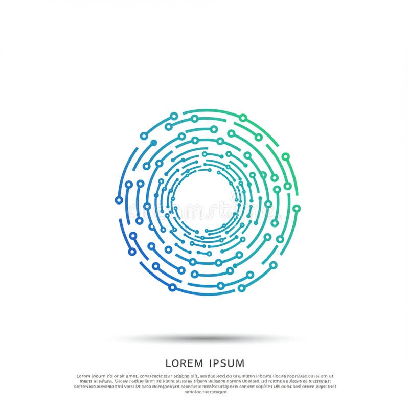 A Circular Digital Design Features Concentric Dotted Lines Resembling a Circuit Board Stock ...
