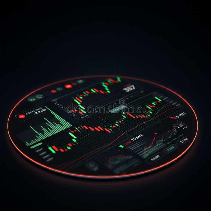 Circular Digital Display Featuring Financial Data. the Interface Shows ...