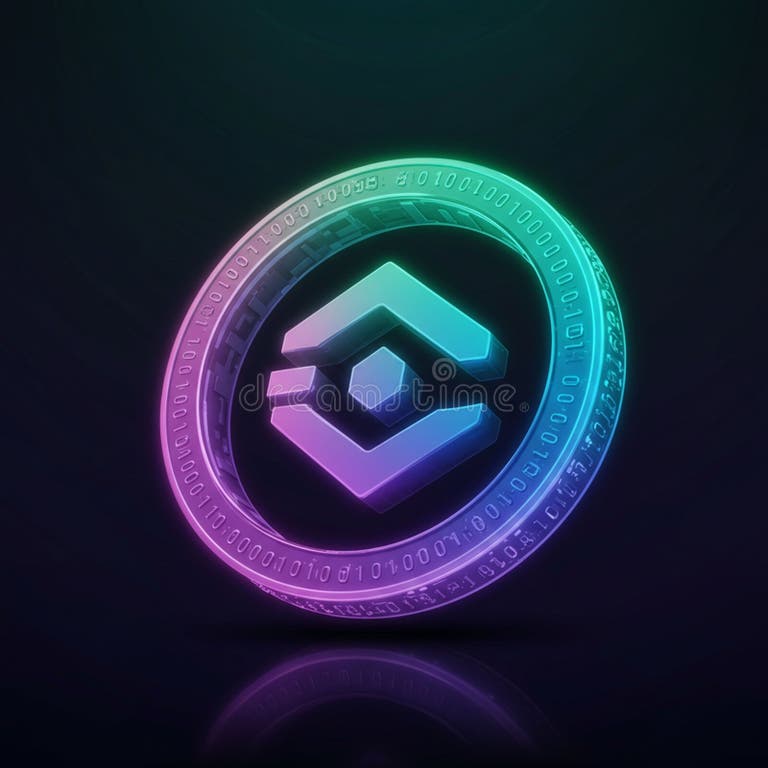 Circular Digital Emblem with a 3D Geometric Design in the Center ...