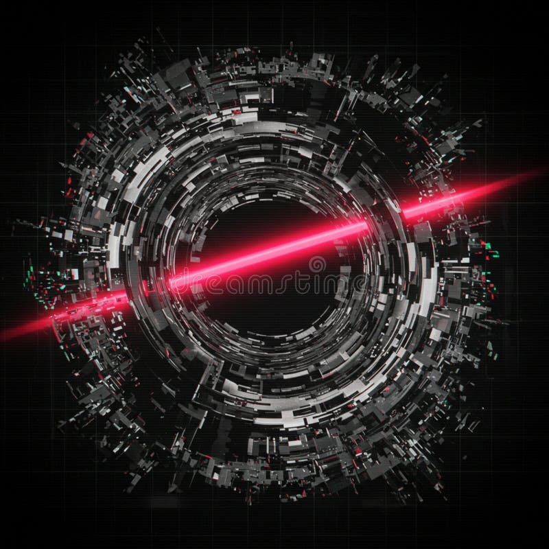 Circular Digital Vortex Composed of Numerous Gray and Black Rectangular ...