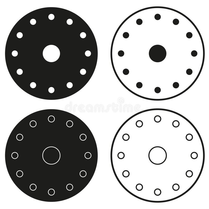 Circular Disk Icon. Dot Pattern Symbol. Black and White Circles. Simple ...