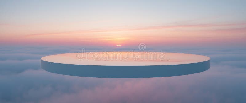 Circular Display Platform on Clouds with a Beautiful Sunrise for ...