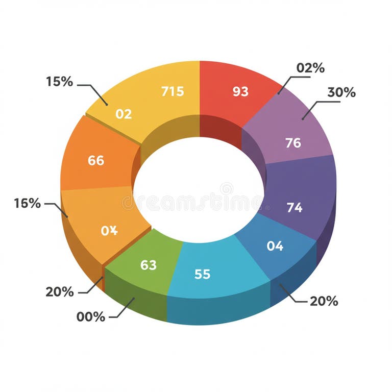 Circular Donut Chart with Eight Colored Segments Representing Different ...