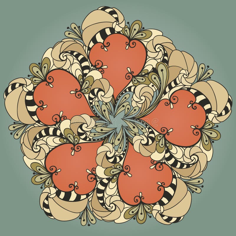 Circular Doodle Ornament stock vector. Illustration of symbols - 95394220