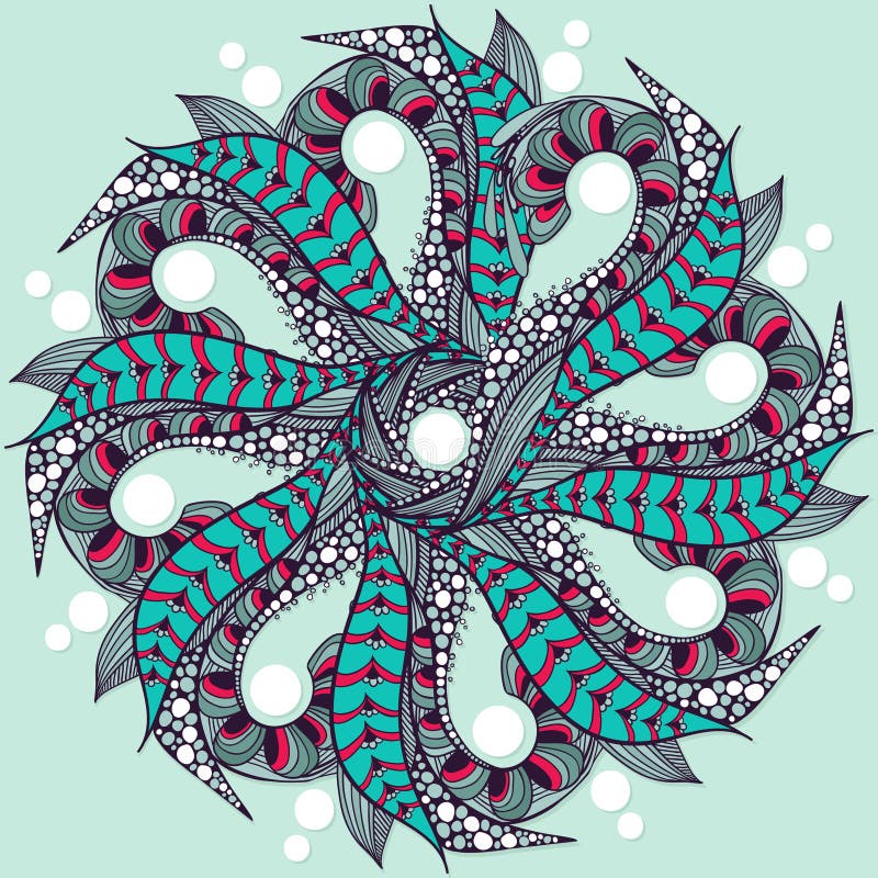 Circular Doodle Ornament stock vector. Illustration of drawing - 95394346