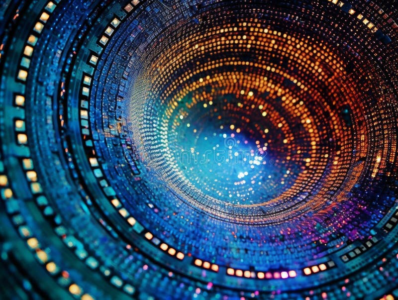 Circular Dot Matrix Futuristic Photograph Generative AI Stock ...