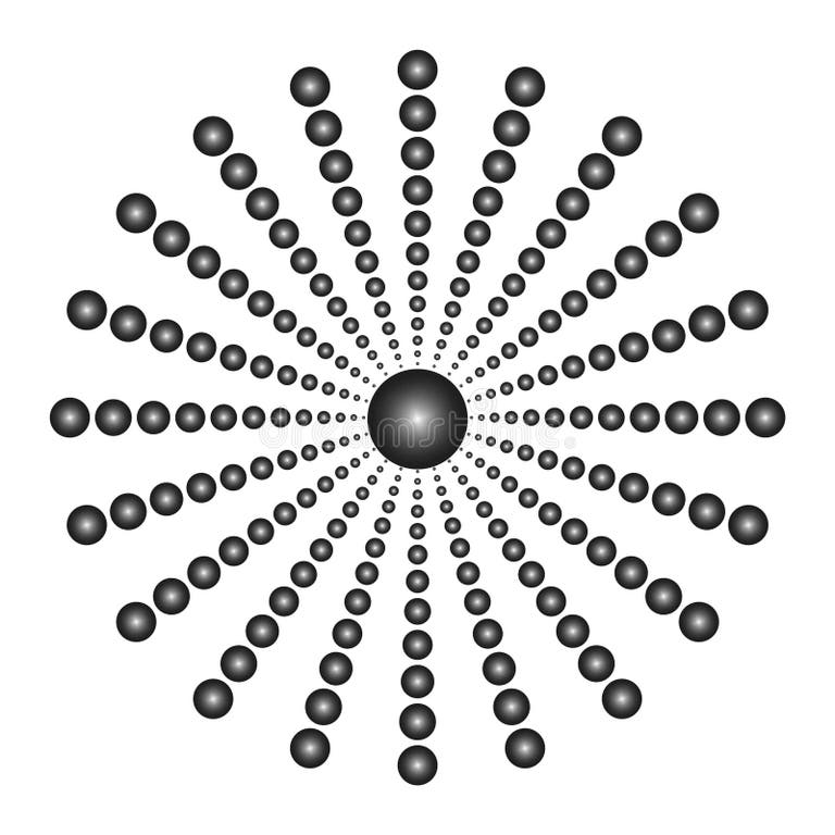 Circular Dot Pattern. Black Radial Shape. Symmetrical Dotted Design ...