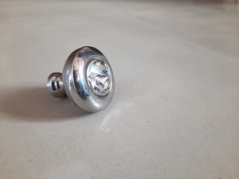 Circular Drawer Knob Design with Diamond in Stainless Steel on White ...