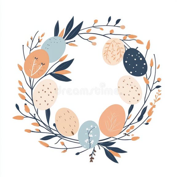A Circular Easter Egg Frame Design, Featuring a Holiday Egg Hunt Border ...