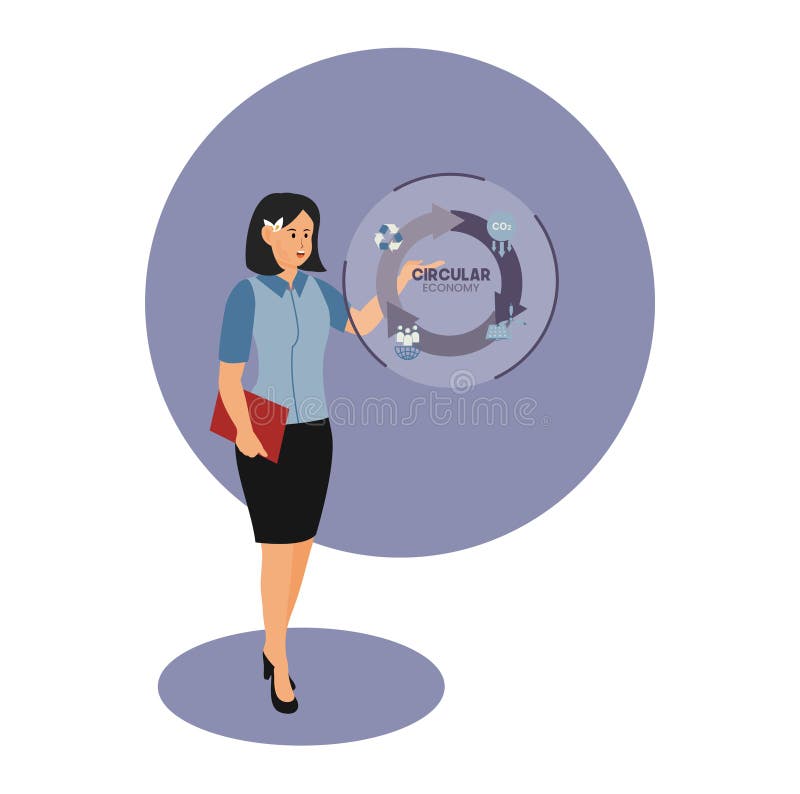 Circular Economy Innovation Concept. a Professional Woman Demonstrates ...
