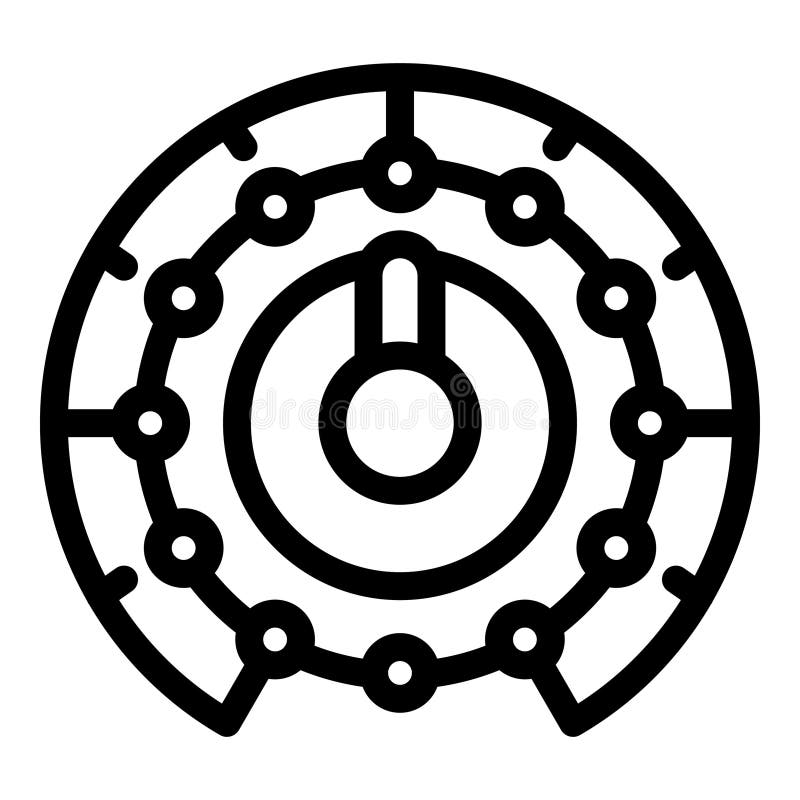 Circular Electronic Device Showing Power Button with Lights on Stock ...