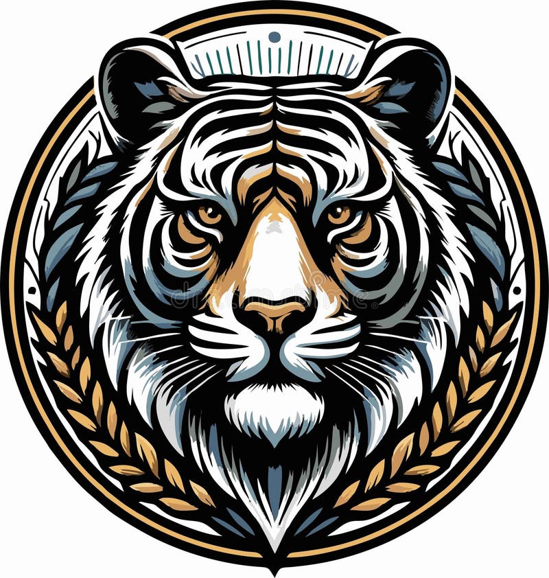 Circular Emblem of an Asian Tiger Head Stock Illustration ...