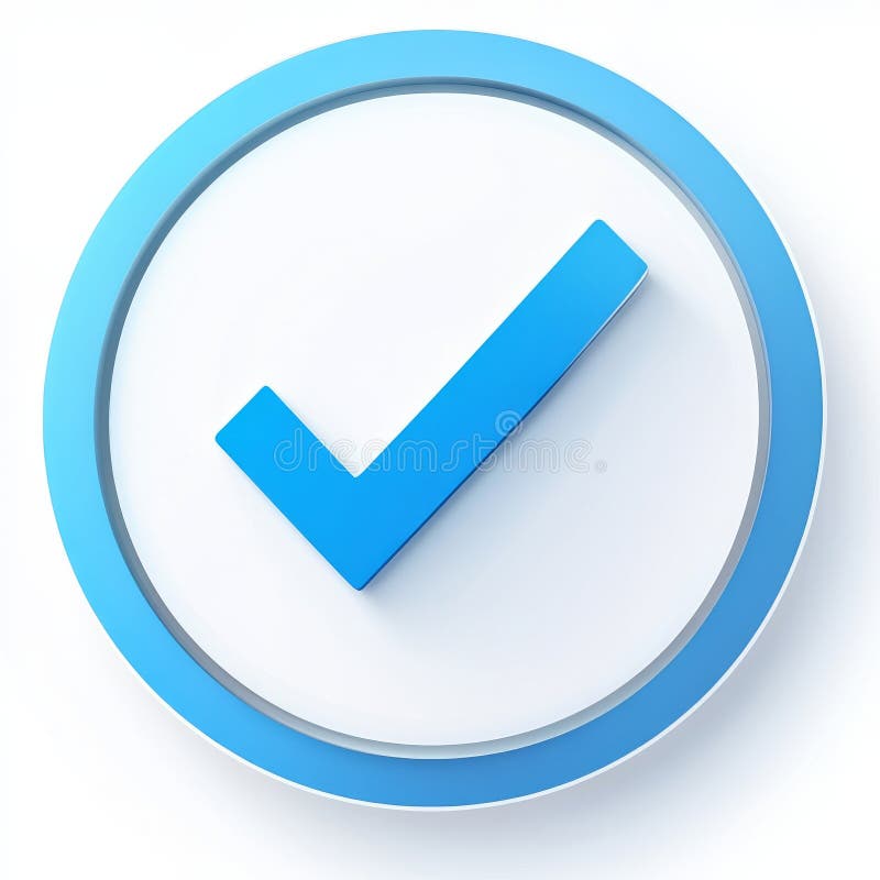 A Circular Emblem with a Blue Check Mark Symbol Stock Photo - Image of ...