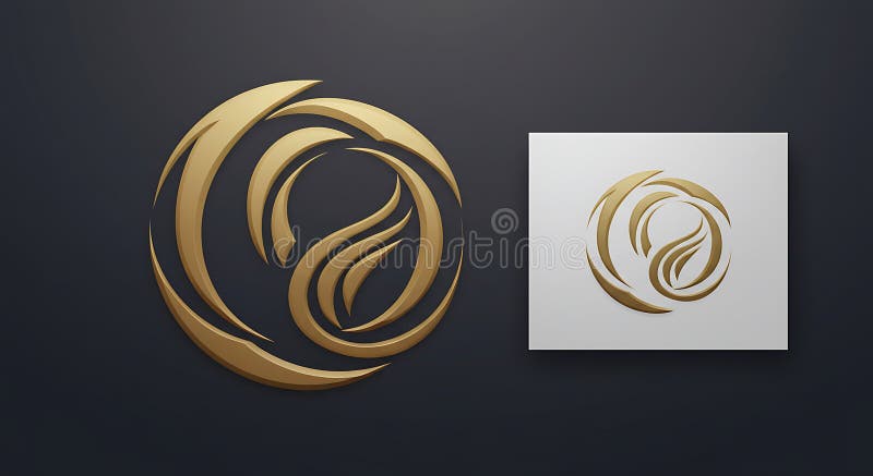 Circular Emblem Featuring Intertwined, Curved Gold Lines on a Dark ...