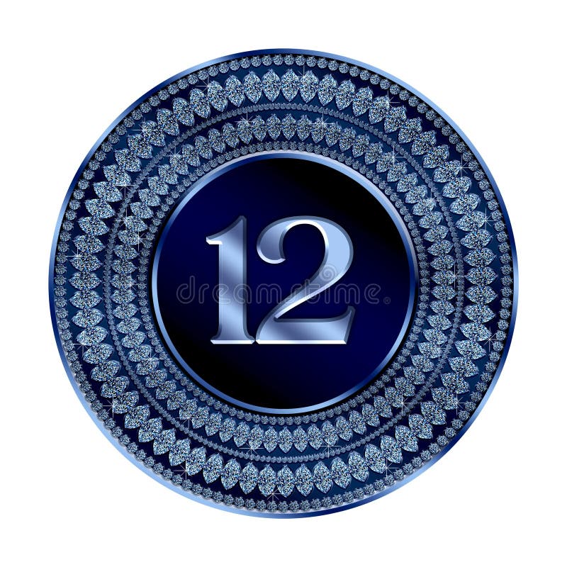 The Number "12" in Silver Against a Dark Blue Background. Stock ...