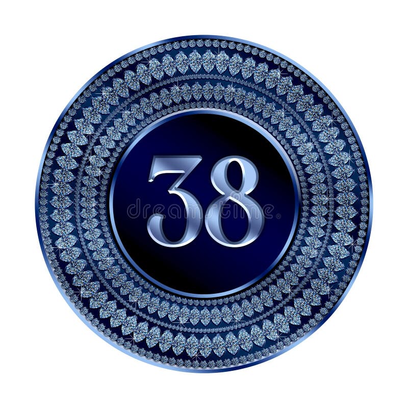 The Number "38" in Silver Against a Dark Blue Background. Stock ...